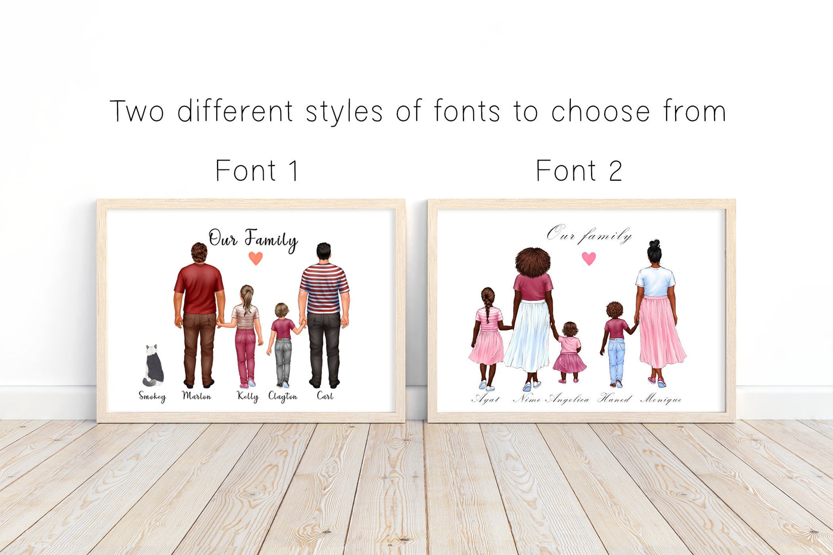 Custom family portrait, including same sex parents, blended families ...